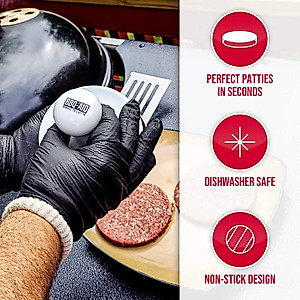 BBQ-Aid Porcelain Burger Press 5"- Round Burger Smasher for Grilling Evenly, Stuffed Burgers- Hamburger Press Patty Maker Perfect for Flat Top Griddle Grill Cooking, Stainless Steel Burger Press