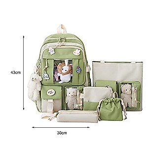 5pcs/set Canvas School Backpacks Women Lovely School Bags for Girl Shoulder Bags