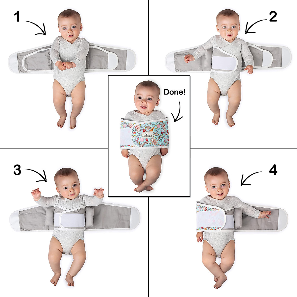 Anna & Eve® Swaddle Strap® Baby Swaddle, The Original Arms Only, Adjustable Baby Swaddle for Newborns and Infants