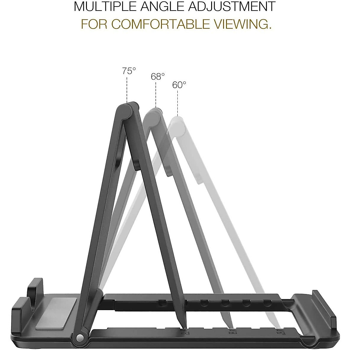 MoKo Phone/Tablet Stand, Foldable Desktop Holder Fit with iPhone 16/Pro/Pro Max/Plus, iPhone 15/Pro/Pro Max/Plus, iPhone 14/Pro/Pro Max/Plus, iPhone 13/Pro/Pro Max/Plus, Steam Deck, Black (Large)