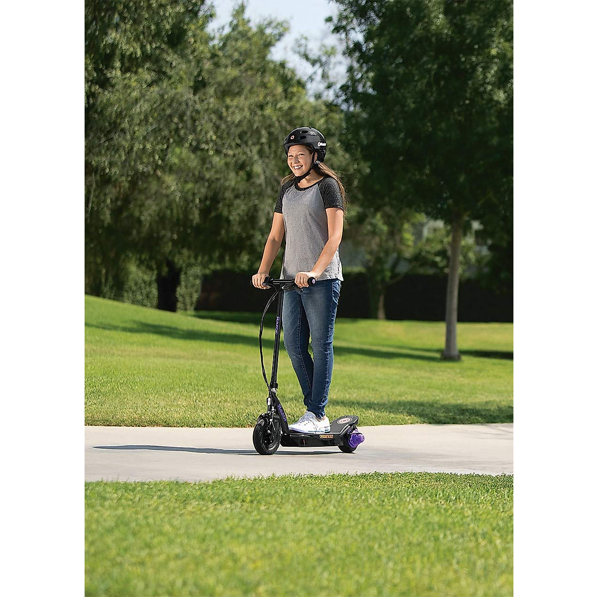 Razor Power Core E100 Electric Scooter for Kids Ages 8+ - 100w Hub Motor, 8" Pneumatic Tire, Up to 11 mph and 60 min Ride Time, For Riders up to 120 lbs