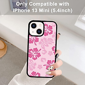 Pink Hibiscus Phone Case Compatible with iPhone 13 Mini 5.4 Inch - Shockproof Protective TPU Cute Flower Printed Phone Case Designed for iPhone 13 Mini Case for Men Girls Women
