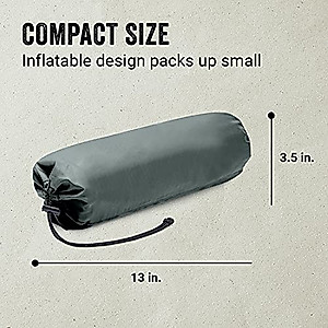 Coleman Kompact Inflatable Camp Sleeping Pad with Built-in Air Valve and Included Carry Bag, No Pump Needed, Textured Grip Bottom Keeps Pad in Place, Premium/Basic
