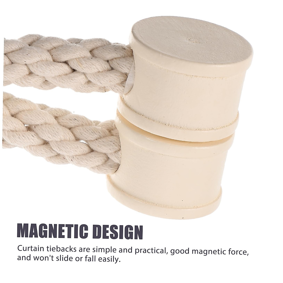 Mobestech Decorative Curtain Tiebacks 2 Pack Magnetic No Hole Needed Weave Rope for Home Office Hotel Simple Sturdy Design