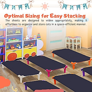 Lukeville Luxury Linen Cot Sheets for Daycare, Pre-School/Standard Size Daycare Cot Sheet 22" x 40" - Sleeping Cot Sheets - Breathable Microfiber Toddler Cot Bed Cover Sheet - (Pack of 6, Navy Blue)