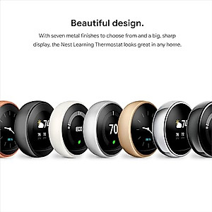 Google Nest Learning Thermostat - 3rd Gen (2015) - Programmable Smart Thermostat for Home - Works with Alexa - Polished Steel