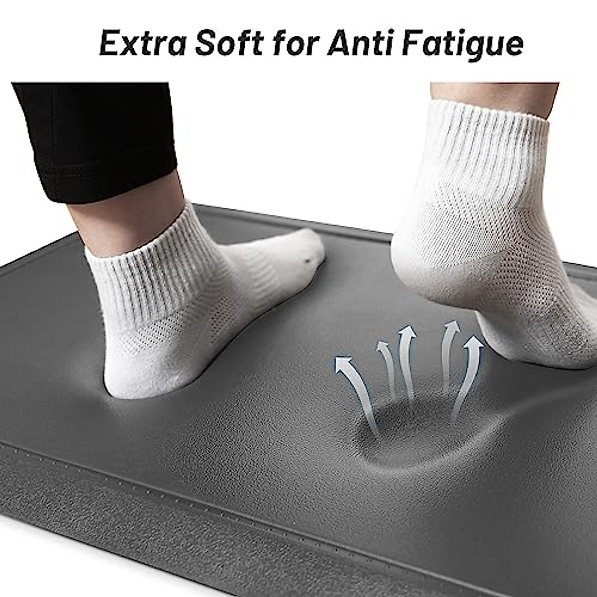 Zenovaire Anti Fatigue Mats for Kitchen Floor Kitchen Mat Cushioned Mat Grey Kitchen Rug Non Slip Waterproof Memory Foam Ergonomic Comfort Rug Standing Desk Mat for Floor Office Sink Laundry, 17"X 28"