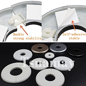 Tsnamay 4 Pcs Wall Split Flange, ABS Round Self-Adhesive Escutcheon Plate Buckles Design for 1"/26mm,Silver