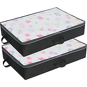 Simple Houseware 2 Pack Under Bed Storage Bin, Black