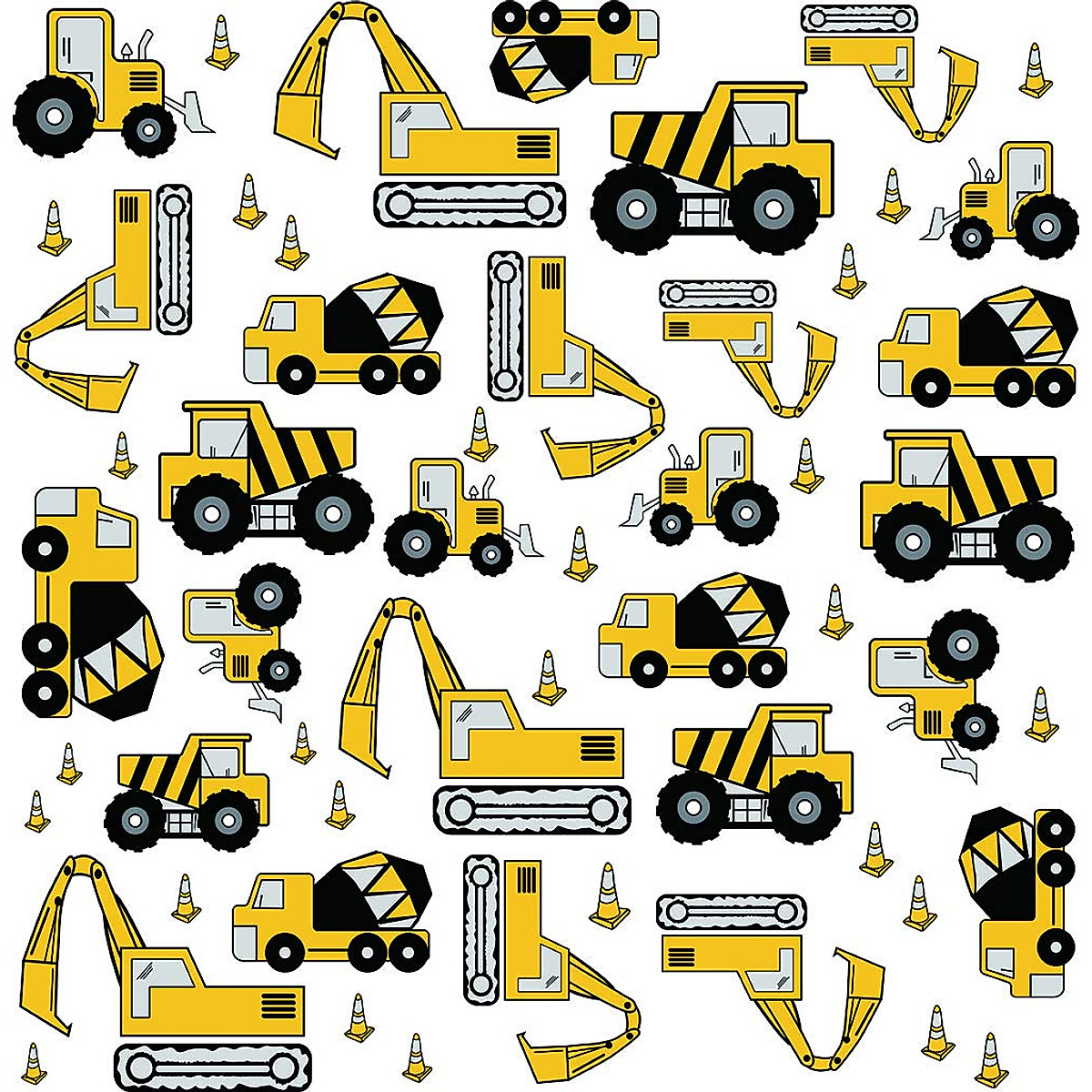 Runtoo 19.7" Large Sized Laundry Hamper Waterproof Foldable Canvas Construction Transports Theme Bucket Clothing Laundry Basket with Handles for Storage Bins Kids Room Home Organizer Nursery Storage