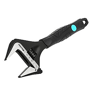DURATECH 8-Inch Adjustable Wrench, Wide Jaw Opening Black Oxide Finish Plumbing Wrench, CR-V Steel, SAE and Metric Scale Marked, Ergonomic Grip