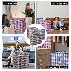 NDSWKR 6 Pack 158L Checkered Moving Bag, Heavy Duty Storage Totes with Zipper and Handle, Extra Large Laundry Bag for Clothes Bedding Comforter Blanket Organizer Dorm