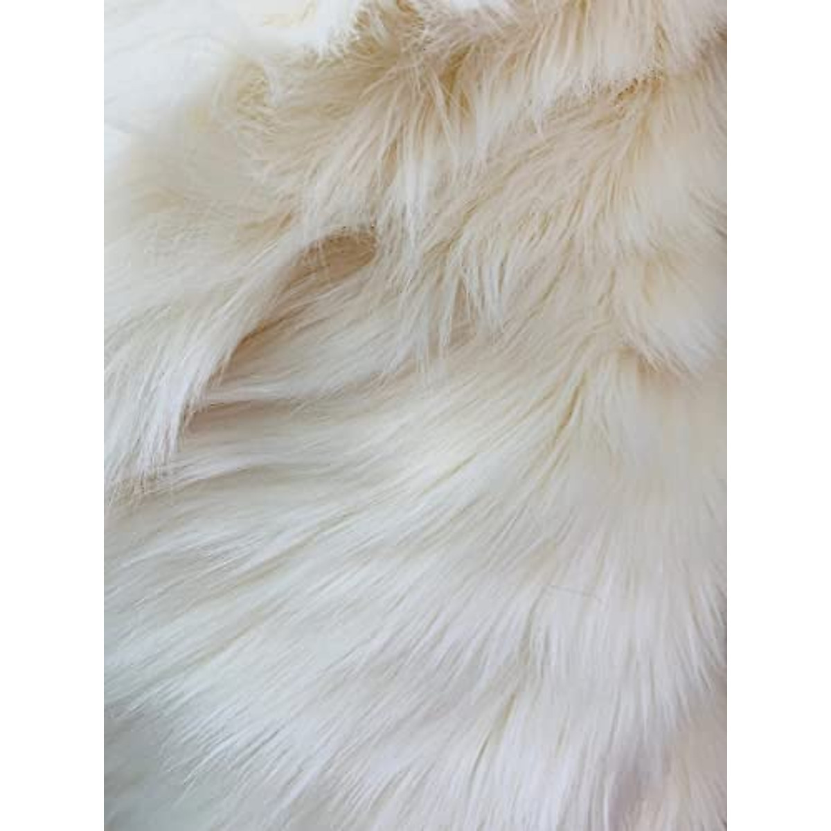 Sasha Ivory 2 Inch Long Pile Soft Luxury Faux Fur Fabric Fursuit, Cosplay Costume, Photo Prop, Trim, Throw Pillow, Crafts