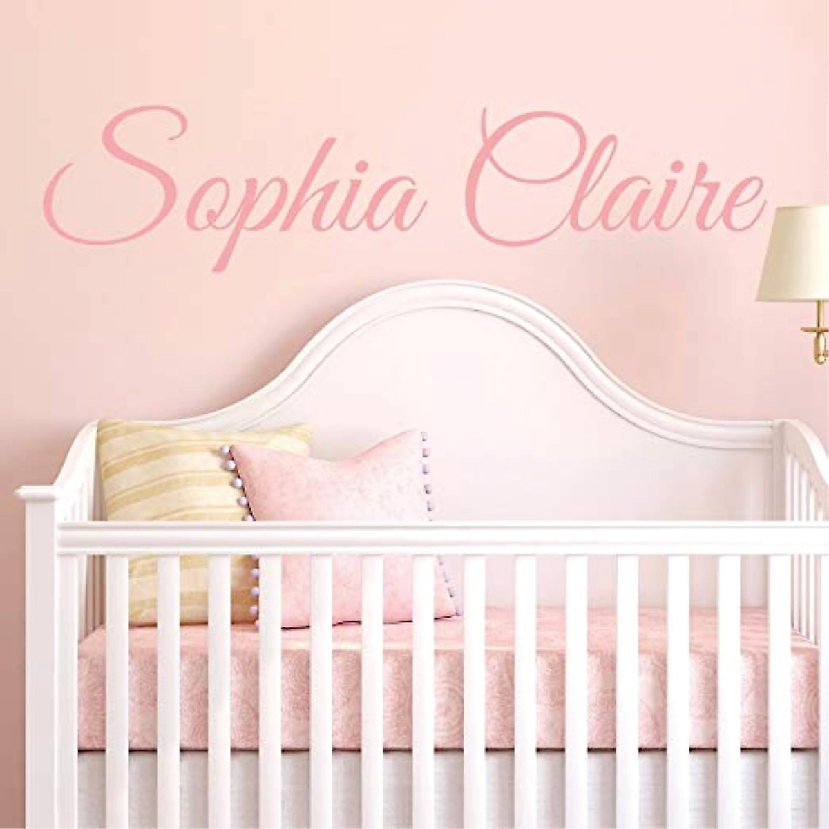 Fancy Cursive Single Personalized Custom Name Vinyl Wall Art Decal Sticker 36" W, Girl Name Decal, Girls Name, Nursery Name, Girls Name Decor, Girls Bedroom Decor, PLUS FREE 12" WHITE HELLO DOOR DECAL