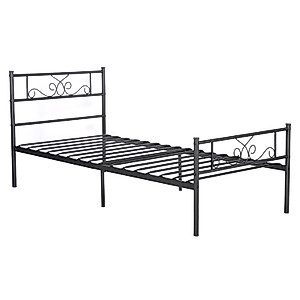 Weehom 12.7 Inches Metal Platform Bed Frame/Sturdy Strong Steel Noise Free/None Slip Mattress Foundation/No Box Spring Needed/Platform Twin Size Bed Black