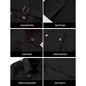 CREATMO US Plus Size Trench Coats for Women Coat Long Mid Length Relaxed-Fit Water-Resistant Black 4X