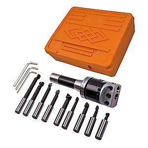 netuera 9-Pack Set 2 Boring Head R8 Shank 1/2 Carbide Boring Bar Set Milling Set