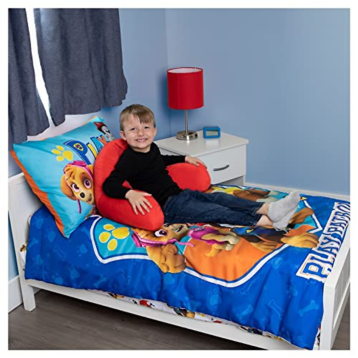 Paw Patrol Marshall Kids Back Resting Pillow for Reading and Watching TV – Bed Rest Pillow with Arms to Lounge with Comfortable Back Support – Great for The Bed or Couch