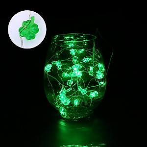 Happy st.Patrick’s Day Party Decorations, Konsait Lucky Clovers String Lights Battery Operated(13.2Ft, 40Llights, 2Modes) for Home Window Holiday St.Patricks Day Party Favors Supplies