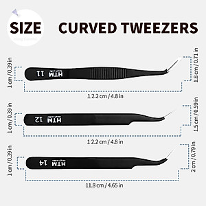 Precision Craft Tweezers Set,3 Pcs Pointed Tweezers,2 Pcs Curved Tweezers,2 Pcs Precision Serrated Tweezers for Eyelash Extensions,Craft, Jewelry,Soldering,Electronics Etc