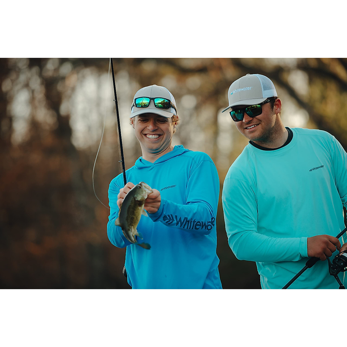 Whitewater Fishing Lightweight Long Sleeve Tech Shirt with UPF Protection (X-Large, Skyline)