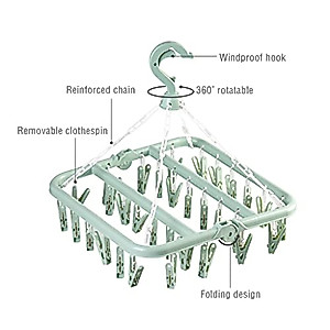 WODMB Multi-Functional 32 Clip Folding Clothes Dryer Hanger Children Clothes Dryer Socks Underwear Drying Rack ( Color : Gray )