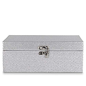 MODE HOME Silver Glitter Wooden Jewelry Storage Boxes Decorative Treasure Boxes Set of 2