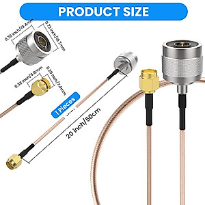 SDTC Tech N Type Male to SMA Male Coaxial Adapter Cable Coax Antenna Extender Wi-Fi Connector RG316 Jumper (20 inch/ 50cm)