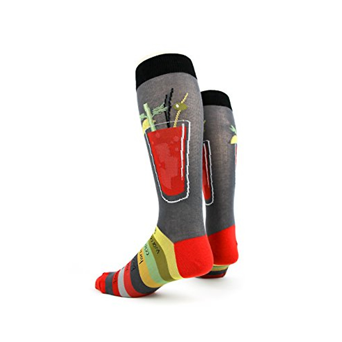 Foot Traffic Men's Novelty Socks, Funny Beverage-Themed Socks for Men, Sizes 7–12, Bloody Mary