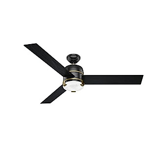 Hunter Fan Company, 59290, 60 inch Bureau Matte Black Ceiling Fan with LED Light Kit and Handheld Remote