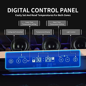 24 inch Freestanding Wine Fridge, 46 Bottle Fast Cooling Low Noise Compact Mini Wine Fridge with Stainless Steel Tempered Glass Door Small Wine Cooler Cabinet Beverage Refrigerator, for Kitchen