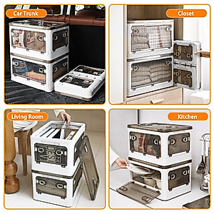 MATELOTI 1 Pack Plastic Storage Bins with Lids and 4 Doors, 28QT Stackable Btorage Containers with Wheels, Collapsible Storage Boxes, Closet Organizers and Storage for Home, Office, Dorm, Pantry