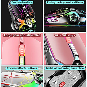 Gaming Mouse Wired, USB Optical Computer Mice with RGB Backlit, 7 Adjustable DPI Up to 3200, Ergonomic Gamer Laptop PC Mouse with 7 Programmable Buttons for Windows 7/8/10/XP Vista Linux (Black)