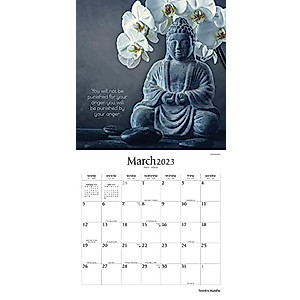 Timeless Buddha | 2023 12 x 24 Inch Monthly Square Wall Calendar | Brush Dance | Inspiration Thailand Peace