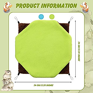 2 Pcs Pet Cage Hammock Soft Plush Bunkbed Hanging Hammock Warm Double Layer Ferret Hammock Small Pet Hammock Accessories for Rat Guinea Pig Sugar Glider Squirrel Chinchilla Play Sleep (Green, Blue)