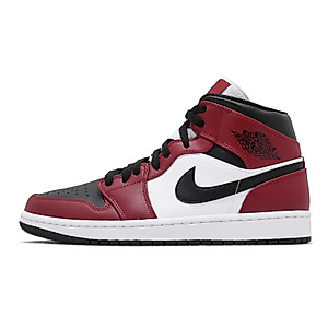 Nike mens Air Jordan 1 Mid GS Shoes, Black Gym Red White, 6.5 Big Kid
