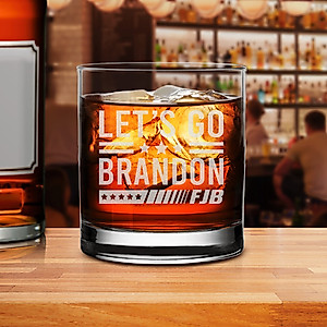 NeeNoNex Let's Go Brandon - Laser Engraved Whiskey Glass Funny and Sarcastic Design for Republicans Conservative Gift