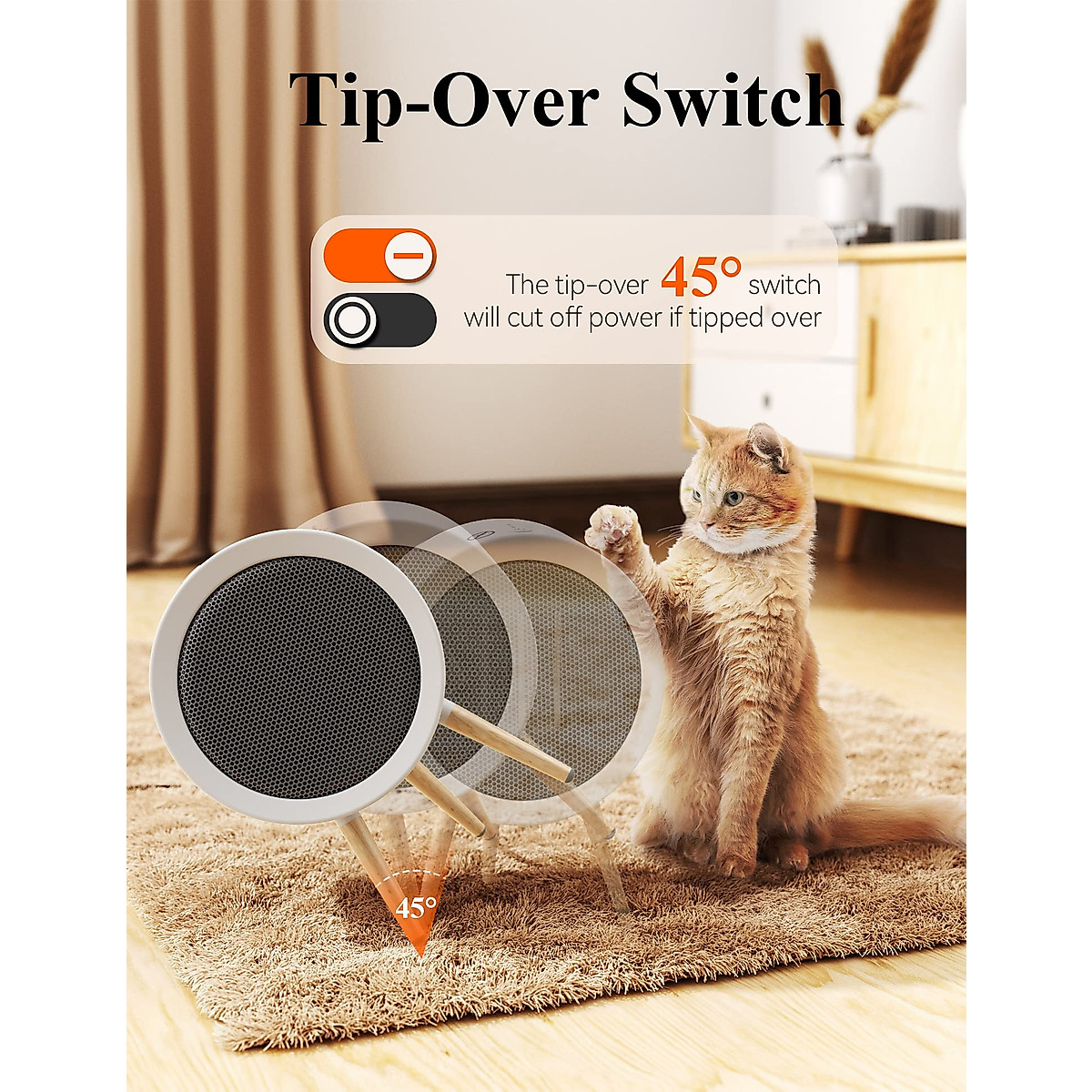 GAIATOP Space Heater, 1000W Energy Efficient Space Heater for Indoor Use, 3 Mode PTC Fast Heating Ceramic Electric Heater, Overheating & 45°Tip-Over Protection Portable Heater for Office Home White