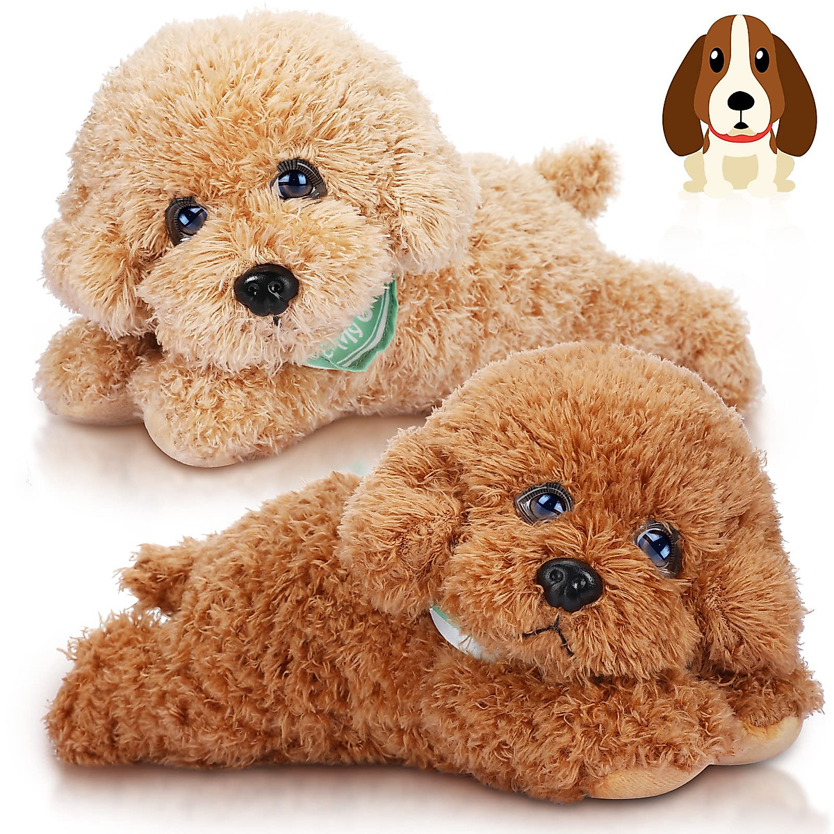 2 Pcs Plush Stuffed Golden Poodle Dog Plush Animals Soft Toy Stuffed Puppy Adorable Plush Puppy Toys for Preschool Birthday Party Supplies (Toy Poodle, 10.6 Inch)