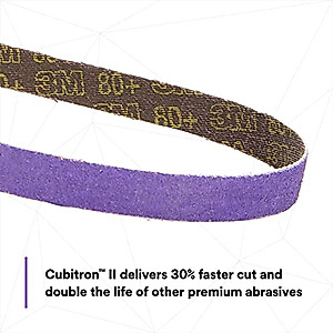 3M Cubitron II File Belt, 33446, 80+ Grit, 1/2 in x 18 in, File Belts, Resin Bonded, Spot Weld Removal, Pack of 10