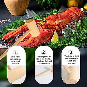 Large Wooden Hammer 7.3in Seafood Hammers for Cracking Crab Lobster Shellfish, Wooden Mallet for Chocolate Breakable Heart Smash, Crafts(6 Pack)