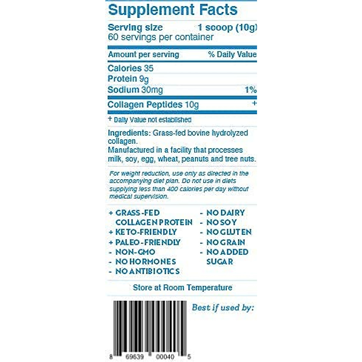 Dr. Kellyann Hydrolyzed Collagen Peptides Protein Powder Unflavored (60 Servings, 1.3lbs) Grass Fed Paleo & Keto Collagen Supplement - Non-GMO - Gluten and Dairy Free - Protein 9g, Collagen 10g