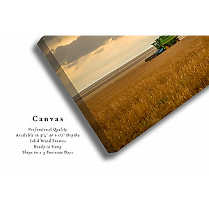 Farm Canvas Wall Art (Ready to Hang) Gallery Wrap of Combine Cutting Wheat as Rain Starts to Fall in Colorado Harvest Photography Farmhouse Decor (.75, 8" x 10")