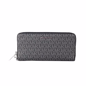 Michael Kors Jet Set Women?s Leather Travel Continental Wristlet Wallet, Black/Black, One Size