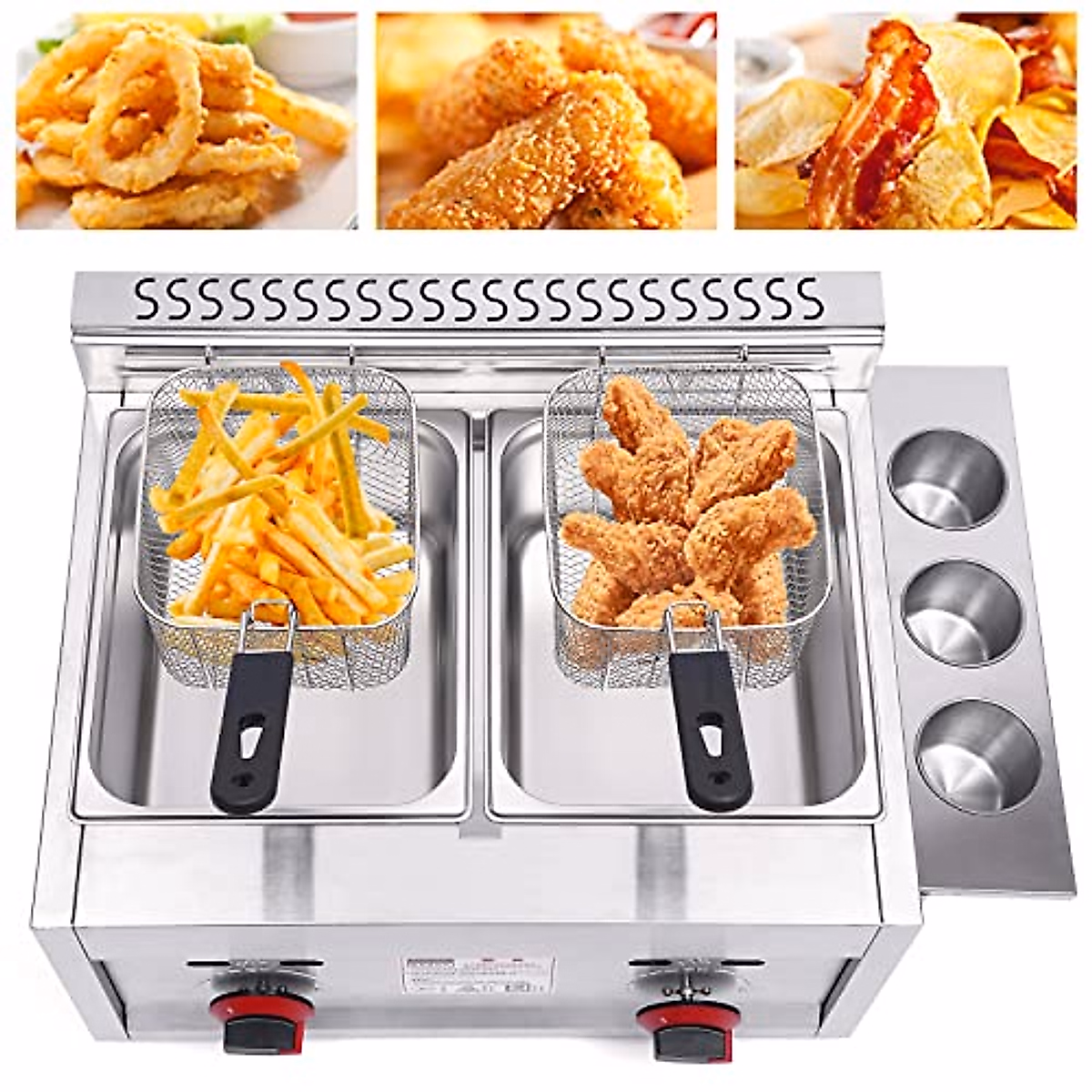 6L*2Commercial Stainless Deep Fryer,Counter top gas fryer,double tank electric fryer with basket,for restaurants, gourmet stores, family gatherings