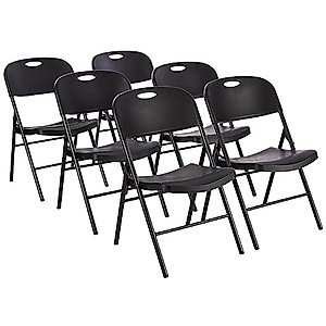 Amazon Basics Folding Plastic Chair with 350-Pound Capacity - Black, 6-Pack