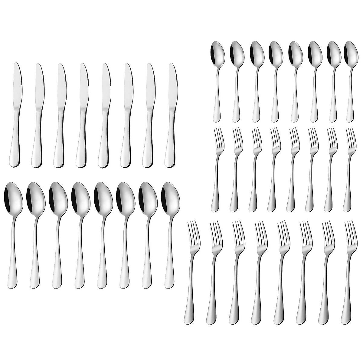 Silverware Set, 40-Piece Flatware Set, Stainless Steel Home Kitchen Hotel Restaurant Tableware Cutlery Set, Service for 8,Include Knife/Fork/Spoon,Mirror polished, Dishwasher Safe