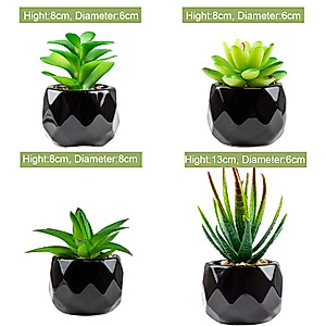 Canirologas 4pcs Succulents Artificial Plants in Pots Small Fake Plants Mini Artificial Greenery for Home Bathroom Desk Office Indoor Room Farmhouse Decorations