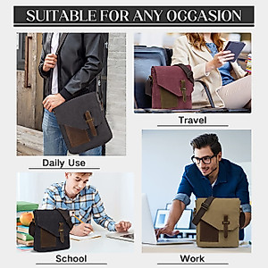 VASCHY Small Messenger Bag, Vintage Canvas Leather Lightweight Crossbody Bag