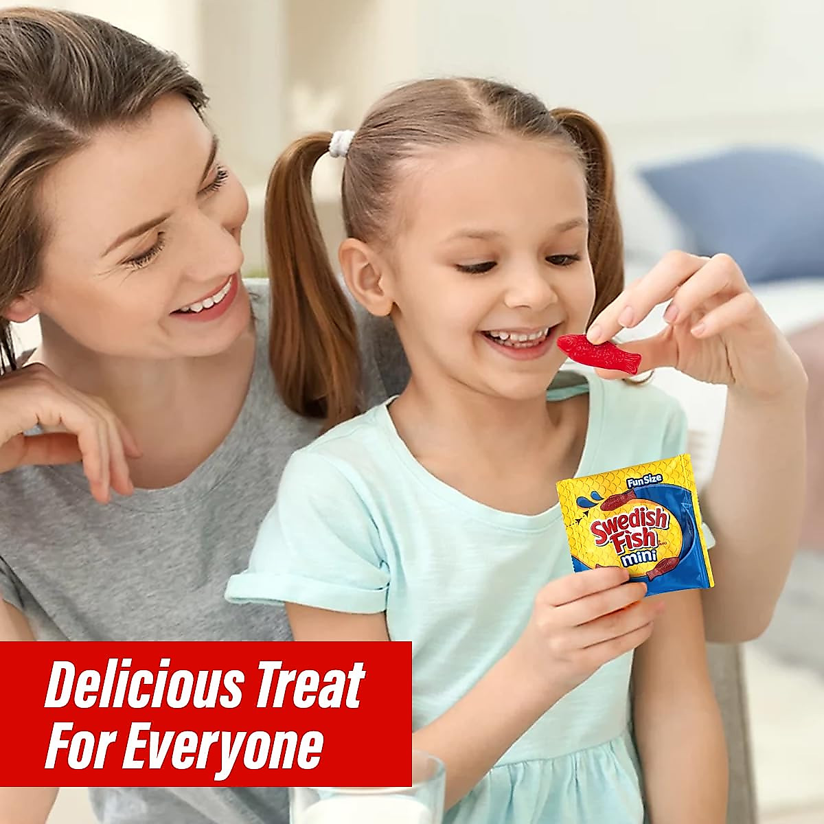 Valentine’s Day SourPatchKids Swedish Fish Candy Bulk for Romantic Sweet Indulgence - Individually Wrapped Mini Mix Variety Pack for Kids, Include 22 Gummy Treat Fun Size Bags, 9.7oz (44Count)